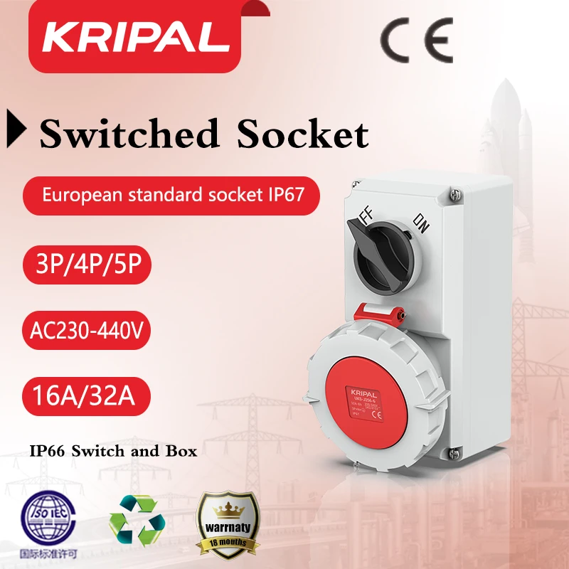 Kripal-enchufe-impermeable-CEE-32a-3-pines-combinaci-n-de-salida-interruptor-de-enclavamiento ...