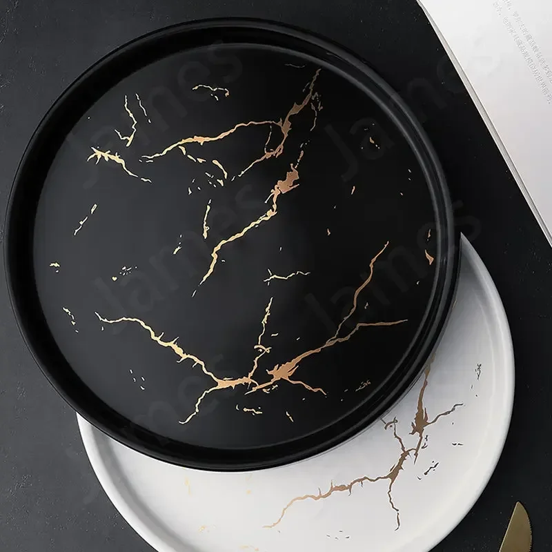 Marble-Circular-Tray-Classic-Ceramic-Storage-Trays-European-Style ...