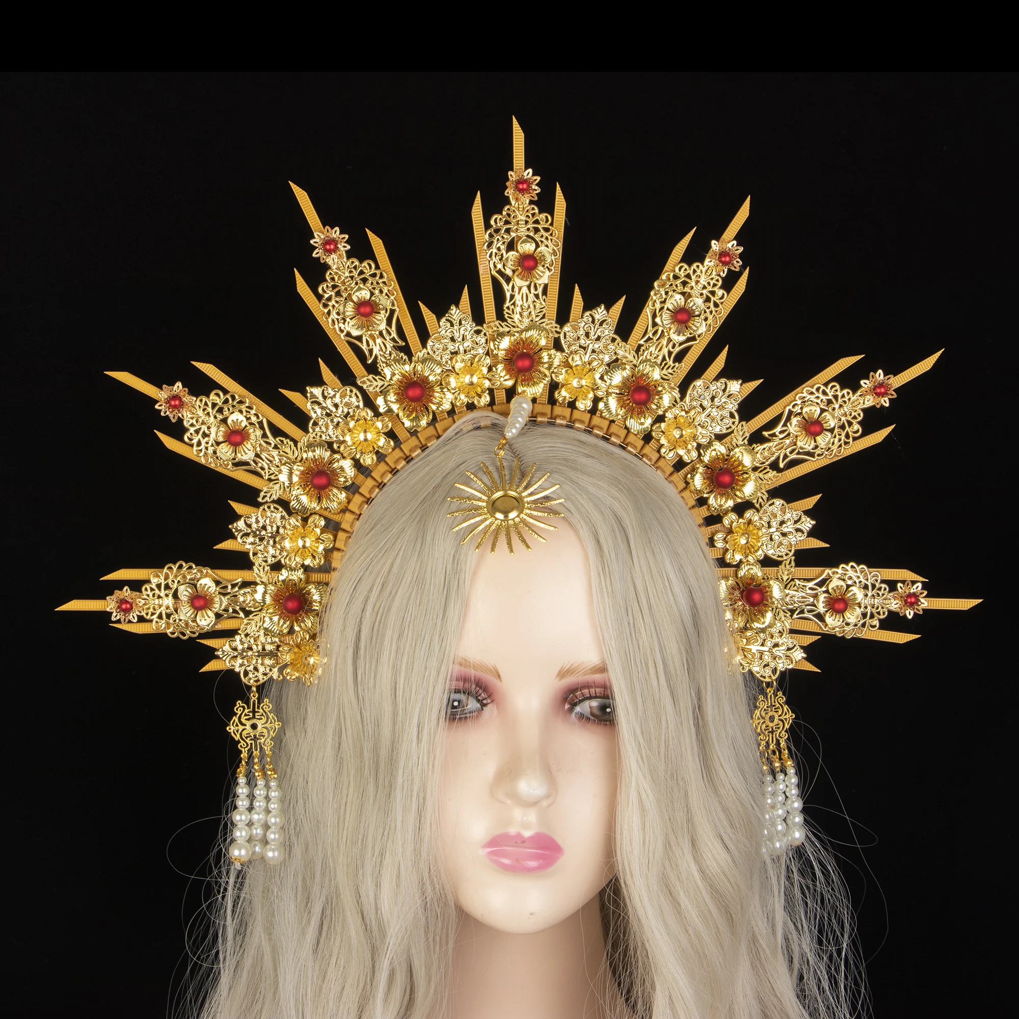 Gothic-Lolita-Halo-Crown-Gold-Spiked-Crown-Headband-Sun-Goddess-Queen ...