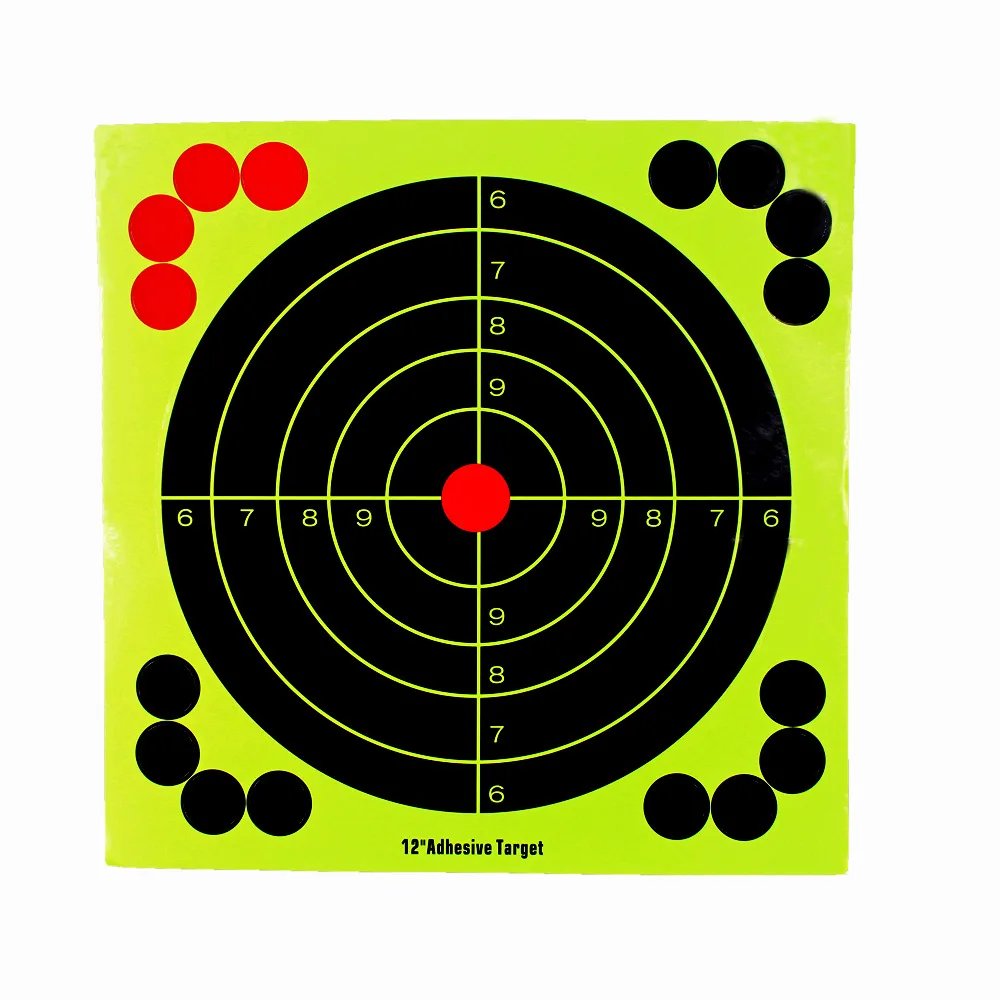 12 Inch Self-Adhesive Fluorescent Shooting Target Paper Hunting ...