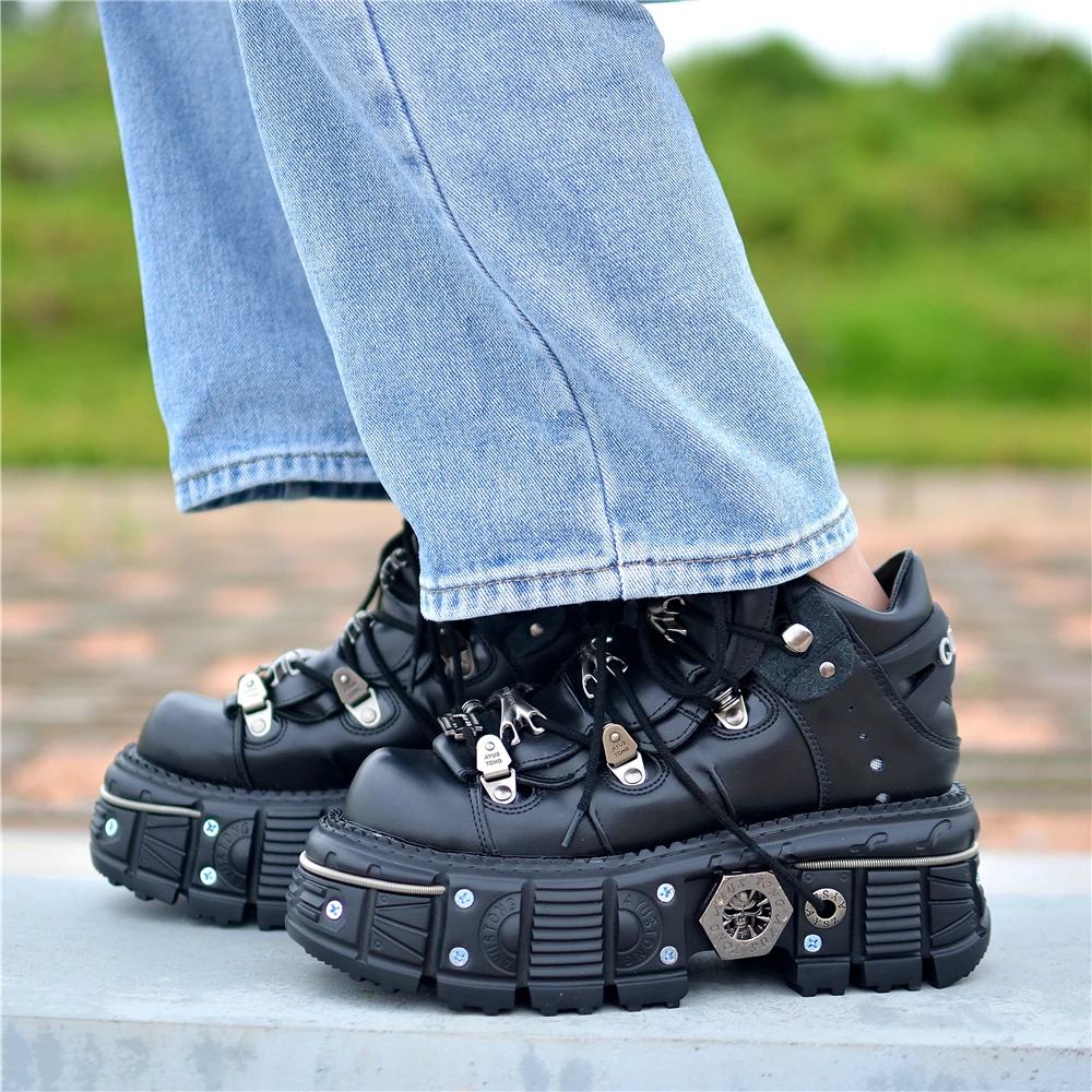 Unisex-Gothic-Punk-Metal-Decoration-Round-Toe-Thick-Sole-Platform ...