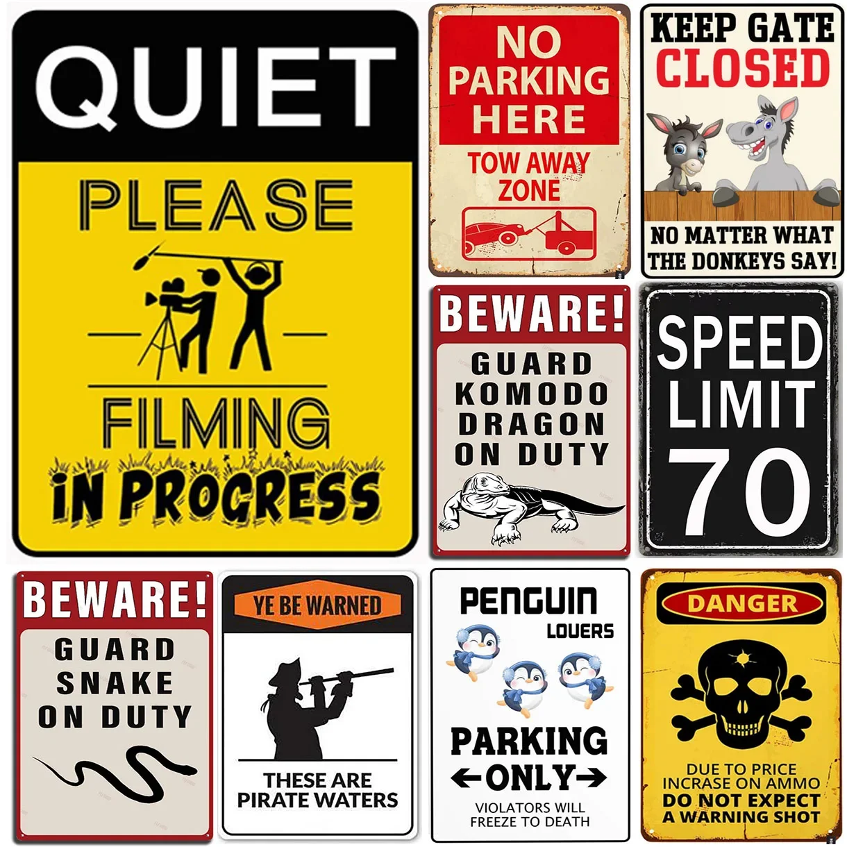 Warning-Plaque-Metal-Tin-Signs-Quiet-Wall-Decoration-Vintage-Art ...