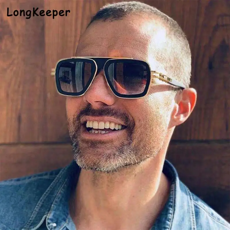 2022 Novo Quadrado Óculos De Sol Para Homem Uv400 Luxo Vintage Piloto Maré Retro Luxe Lunette ...