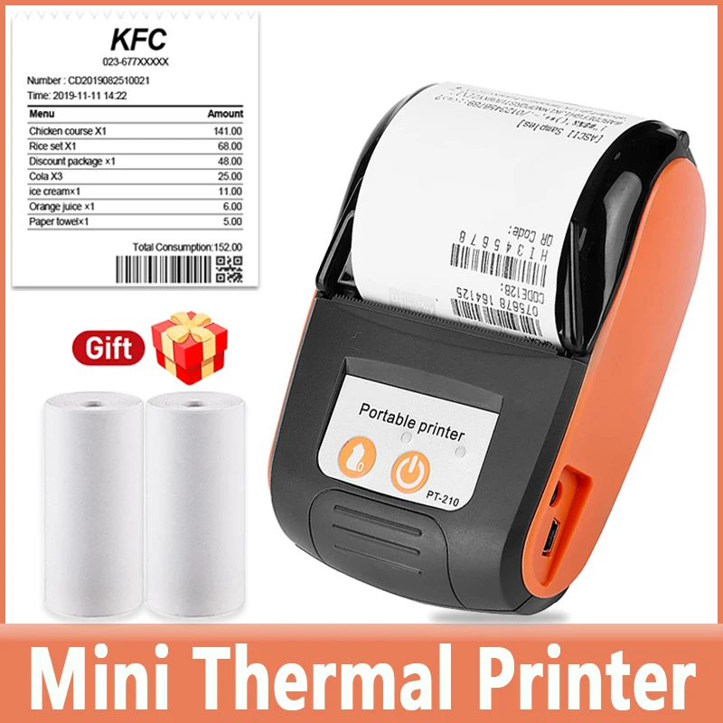 58mm Mini Portable Printer Thermal Wireless Bluetooth Mobile Ticket ...