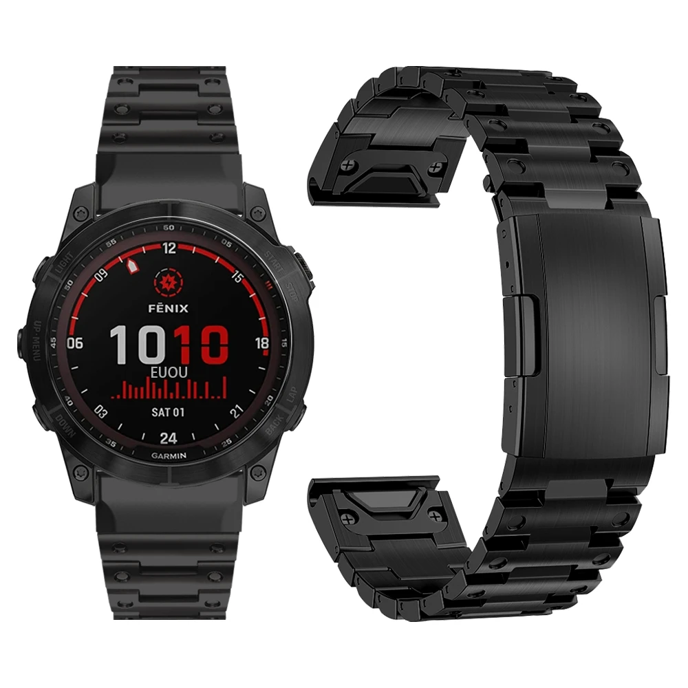 Quickfit 22mm 26mm Metal Steel Strap For Garmin Epix Gen 2 Fenix 7 7x 6 ...