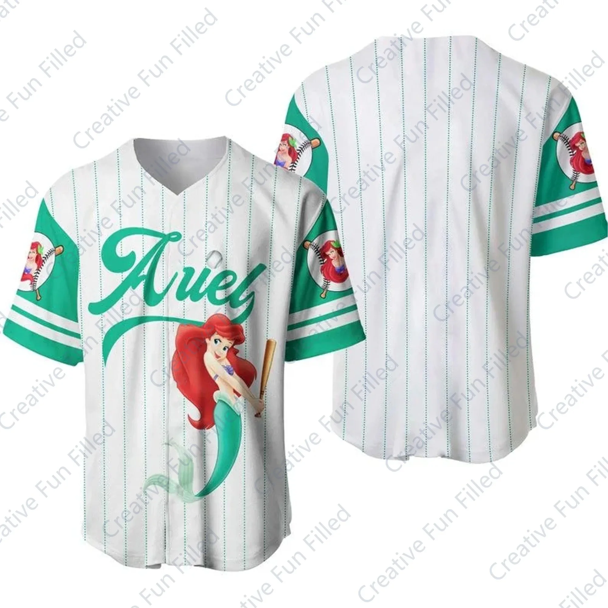 New-Summer-Disney-Princess-Ariel-Princess-Player-Baseball-Jersey-Gift ...