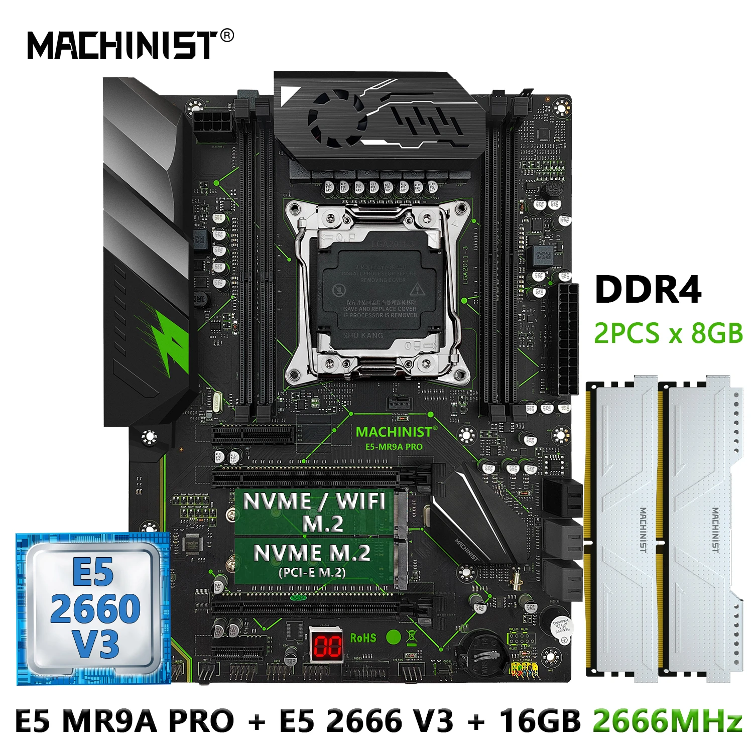 Machinista e5 mr9a pro placa mãe conjunto de combinação kit com lga ...
