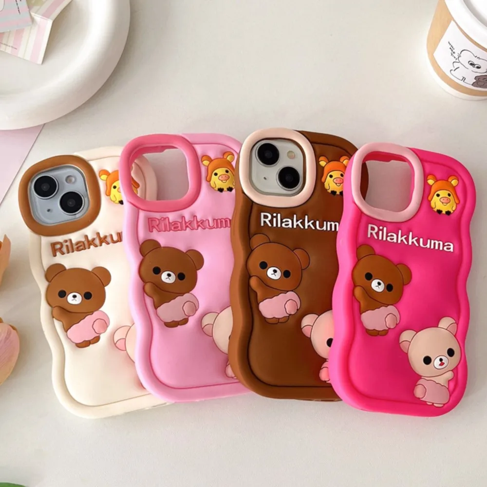 3D Cartoon Rilakkuma Phone Case For iPhone 16 Pro Max 14 15 Plus 12 13 ...