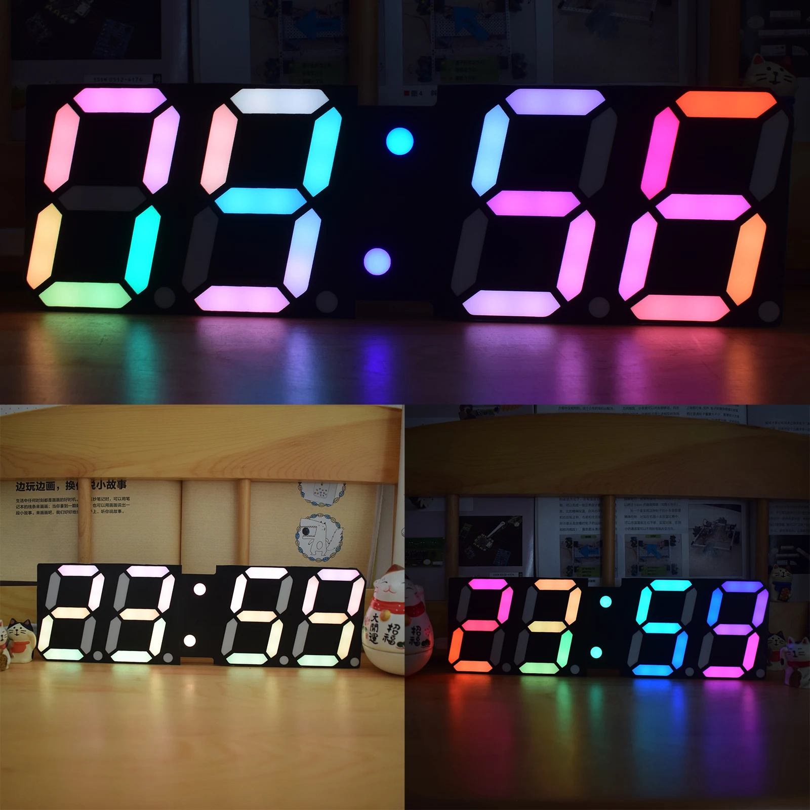 High-Brightness LED Large Size Font RGB Rainbow Color Desktop Digital ...