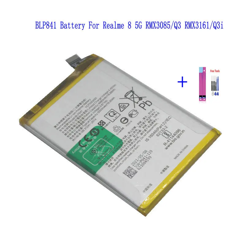 1x-5000mAh-19-35Wh-BLP841-Replacement-Battery-For-Realme-8-5G-RMX3085 ...