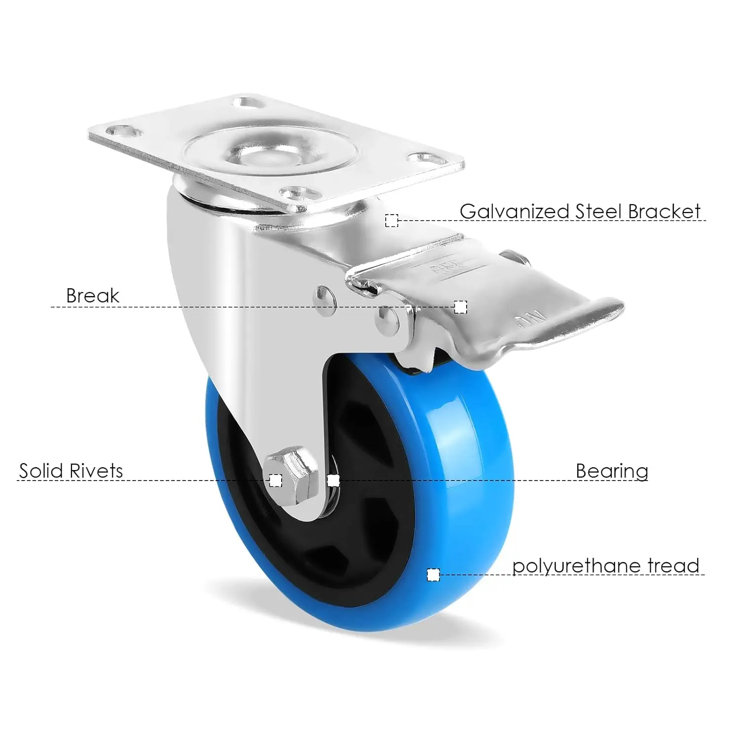 Ruedas Para Muebles Pesados 4 Ruedas Giratorias De PVC De 75 Mm Con ...