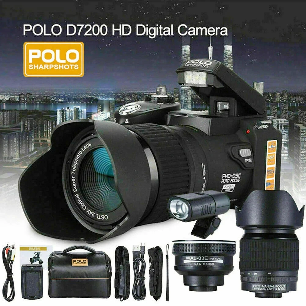 POLO-C-mera-Digital-Wide-Angle-HD-Teleobjetiva-24X-Micro-Bateria-de-L ...
