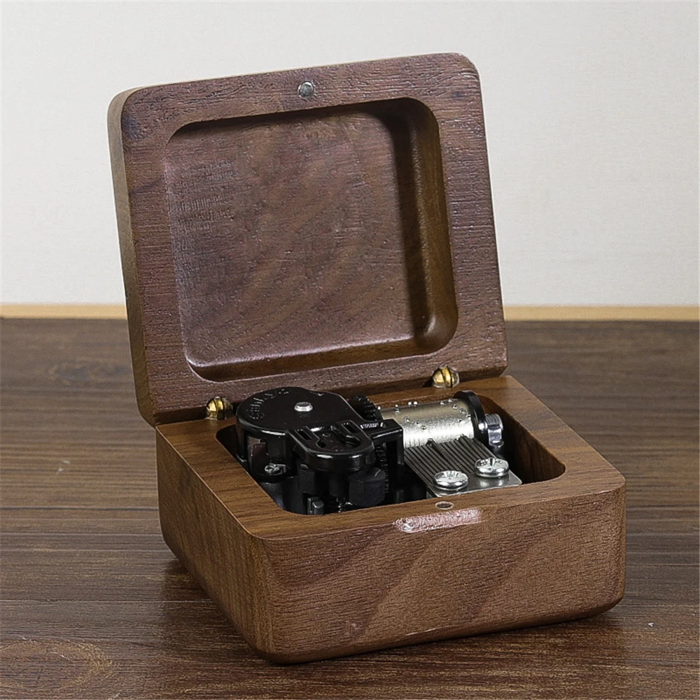 18-Tone-Clockwork-Music-Box-Walnut-Wood-Musical-Box-Music-Bell-Jingle ...