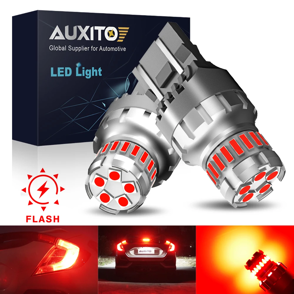 AUXITO-2Pcs-T20-7440-Flash-Strobe-LED-Red-Brake-Light-W21W-W21-5W-7443 ...