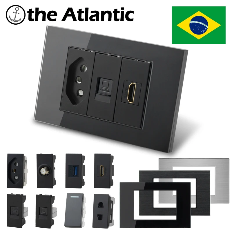 Tomada-Brasil-Modular-TV-RJ45-HDMI-USB-Componentes-DIY-Tomada ...