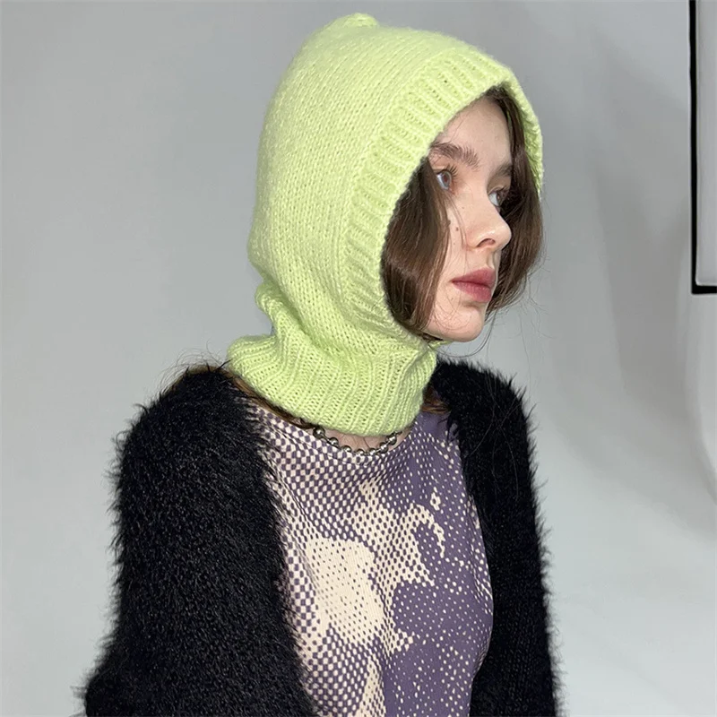 2024 High quality Wool Women Knitted Hat Balaclava Cap Autumn Winter ...