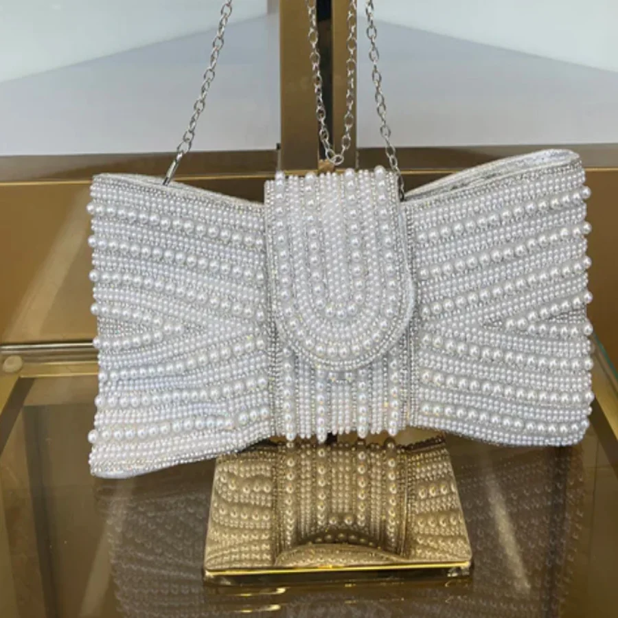 2024-New-Elegant-Women-White-Bow-Tie-Purse-Clutch-Bag-Evening-Party ...
