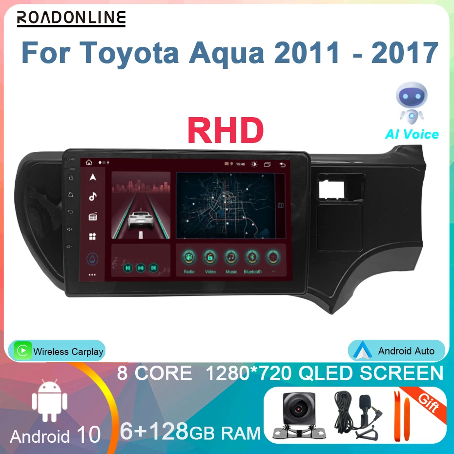 8+256G Android 10 For Toyota Aqua 2011 2017 RHD Car Radio Multimedia ...