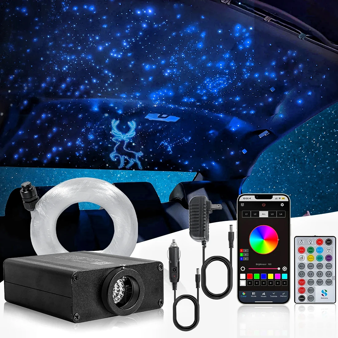 16W-Car-Roof-Starlight-Headliner-Light-Kit-For-Tesla-Car-Home-APP ...