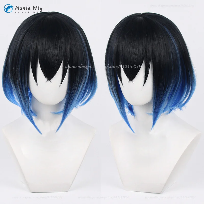 35cm-Hashibira-Inosuke-Cosplay-Wig-Anime-Black-Blue-Gradient-Hashibira ...