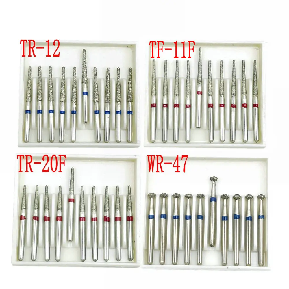 10pcs/pack Dental Diamond Burs Drill FG Dia-burs 1.6mm Shank for High ...