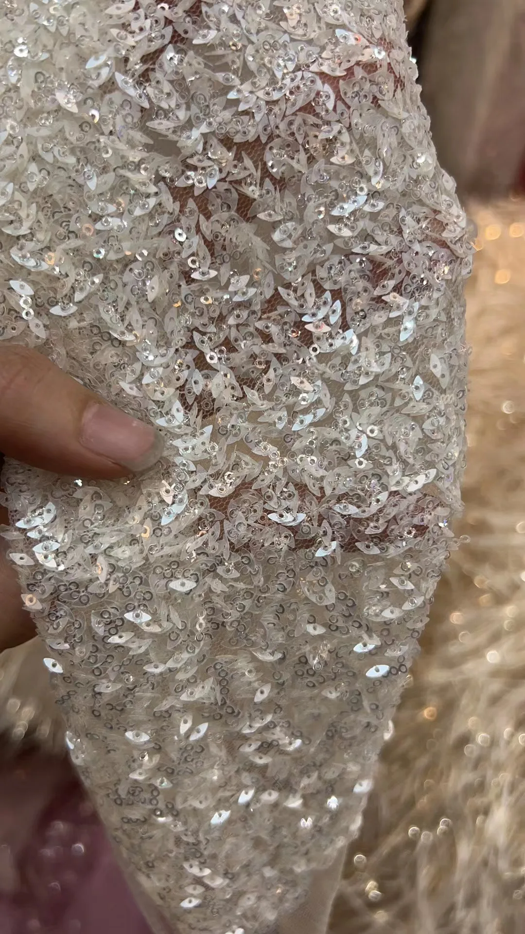 Off White Sequin Fabric