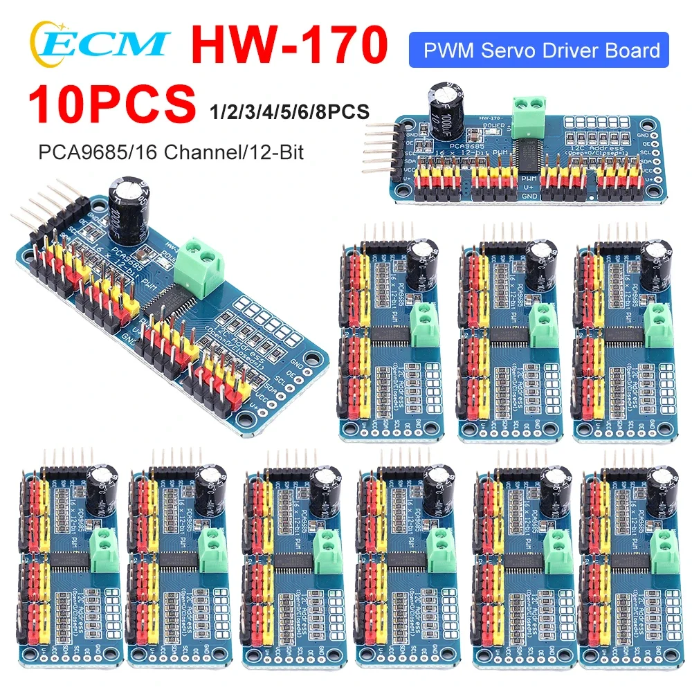 PCA9685 PWM Servo Motor Driver IIC Interface 16 Channel 12-Bit PWM ...