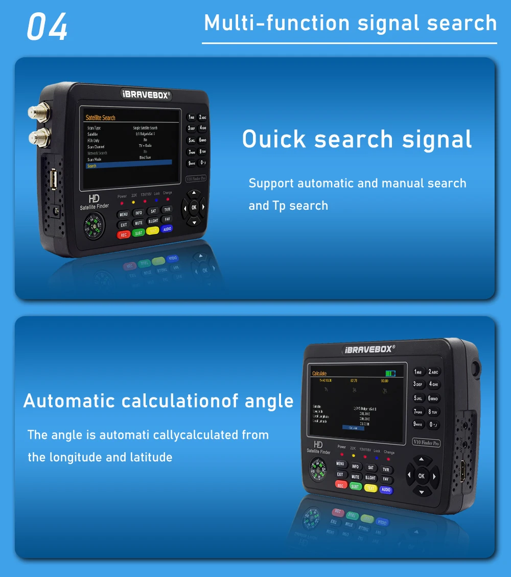 디지털 위성 파인더 V10Finder Pro HD Satfinder 미터 DVB S2X/S2/T2 H.265 HEVC 콤보 위성 ...