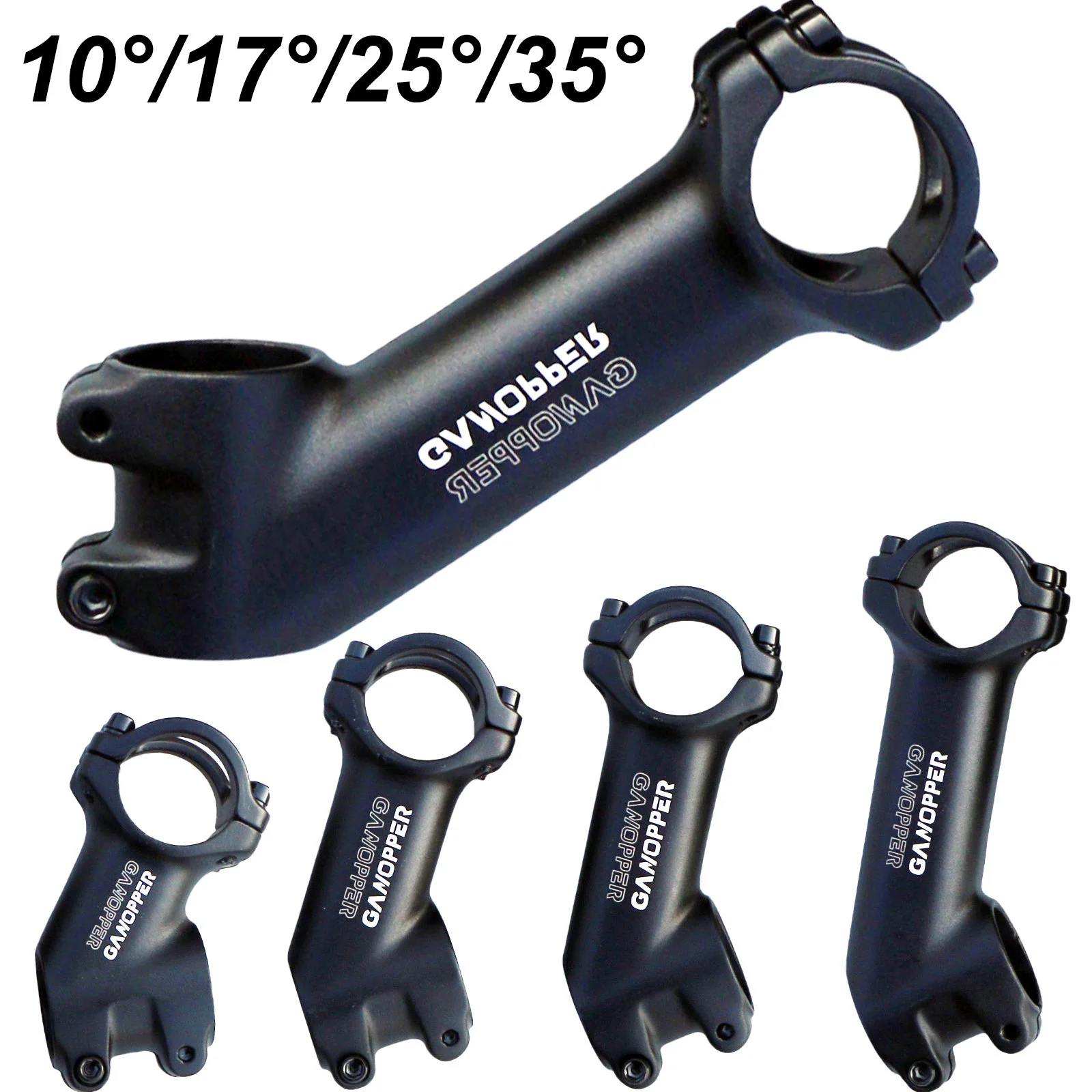 17 25 35 Degree Mountain Bike Handlebar Stem 31.8 Riser MTB Road Bicycle Stem 31.8MM 60/70/80/90 ...