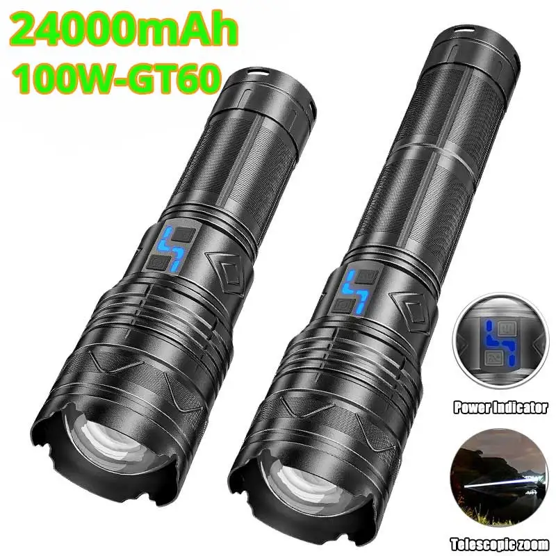 Explosive Brightness Super Bright Tactical Flashlight 10000W GT60 Long ...