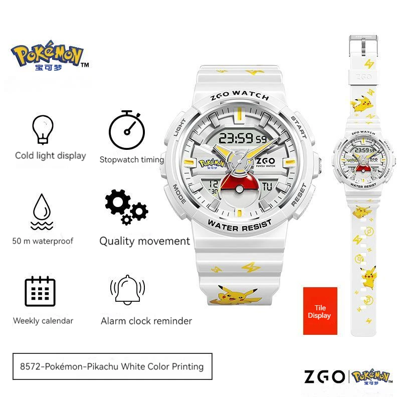 Original Pokemon Pikachu Joint Zgo Anime Watch Waterproof Luminous ...