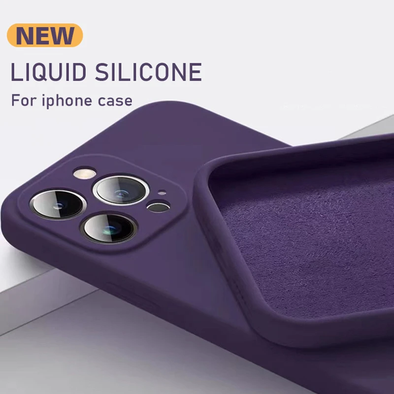 Liquid Silicone Colorful Luxury Phone Case For iPhone15 14 13 12 11 Pro ...