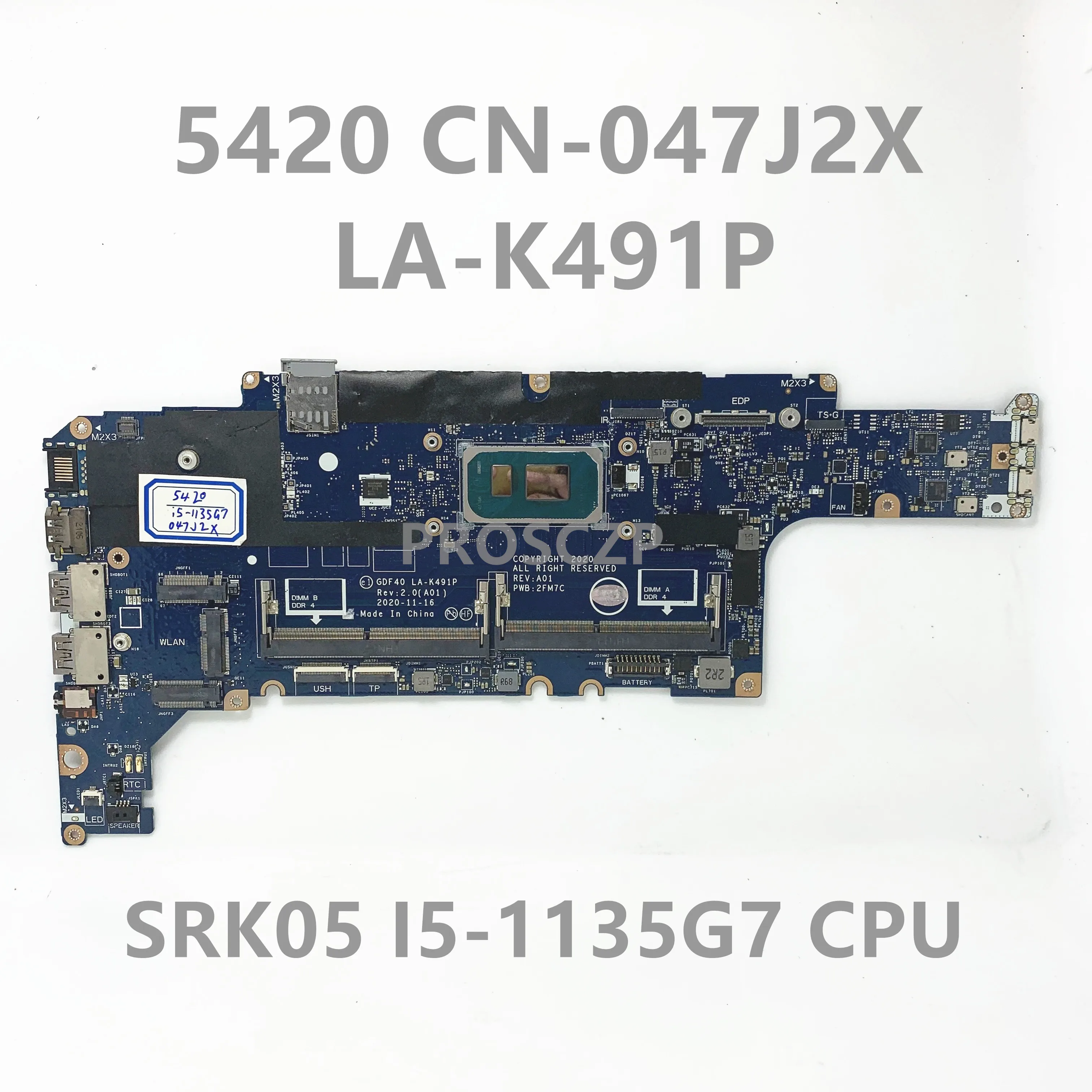 CN-047J2X 047j2x 47j2x para dell latitude 5420 portátil placa-mãe gdf40 ...