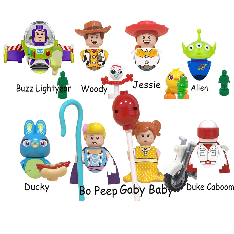 8Pcs/Set Toy Story 4 Buzz Lightyear Woody Jessie Alien Ducky Bo Peep ...
