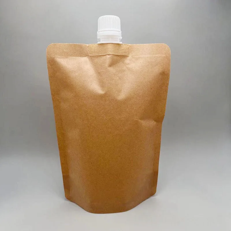 10pcs 500ml Kraft Paper Spout Pouch For Liquid Drink Juice Disposable ...