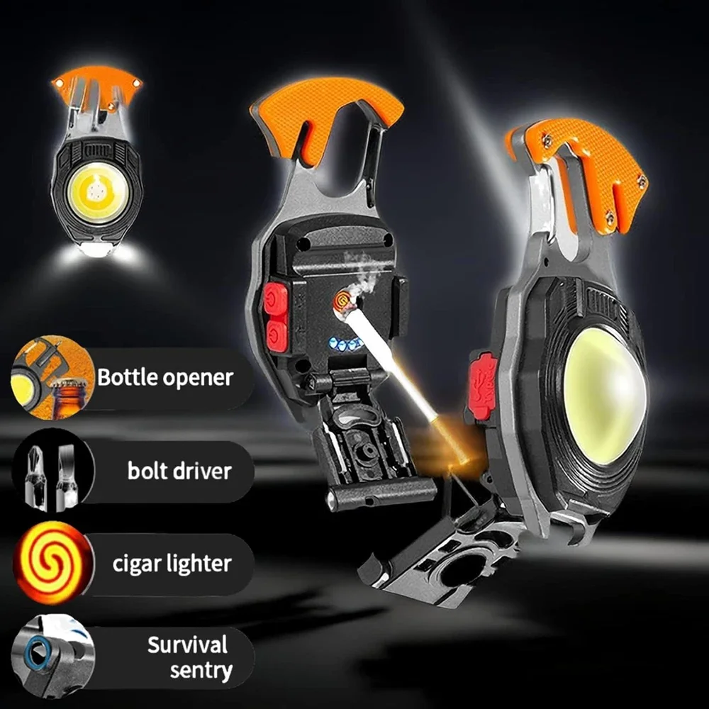 LED-Flashlight-Portable-Multifunctional-Mini-COB-Keychain-Lamp-USB ...