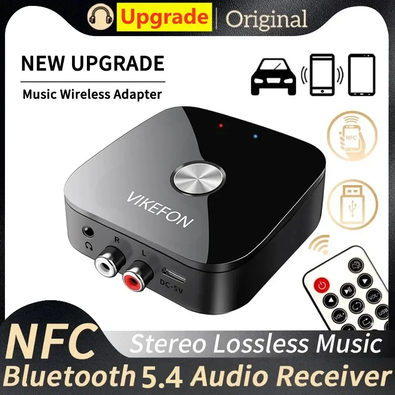 VIKEFON NFC Bluetooth 5.4 Audio Receiver 3.5mm AUX R/L RCA Stereo ...
