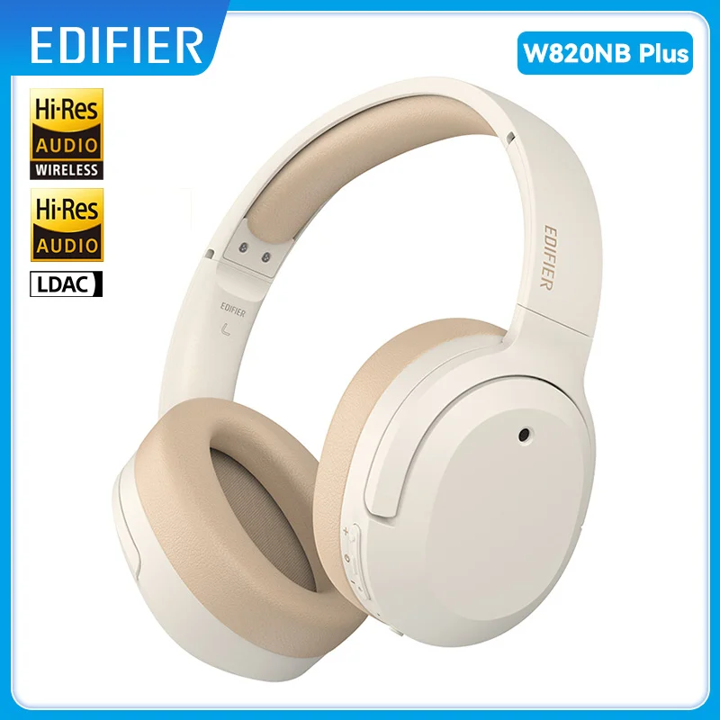 Edifier W820NB + Plus 무선 블루투스 헤드폰, 액티브 노이즈 캔슬링, 고해상도, LDAC 헤드셋, 49 시간 ...