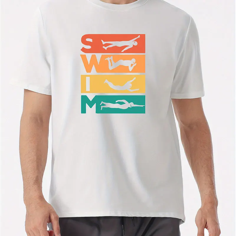 SWIM And Swimming Men Graphic Print, Men's Novel Graphic Design T-shirt ...