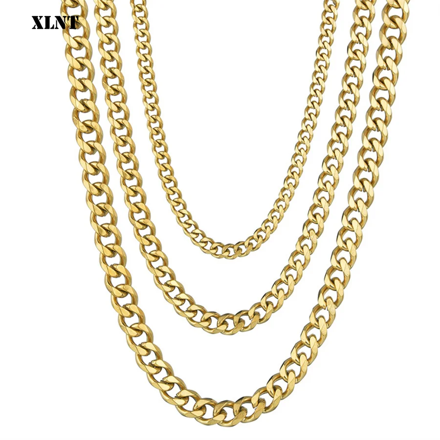 3mm 6mm Wide Stainless Steel Chain Cuban Link Chains Chokers Necklace ...