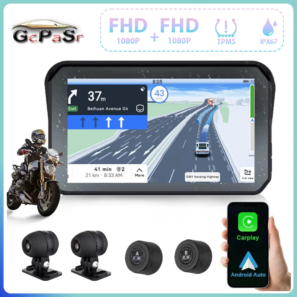 Motorcycle-Carplay-Waterproof-1080P-5-inch-WiFi-Wireless-Android-Auto ...