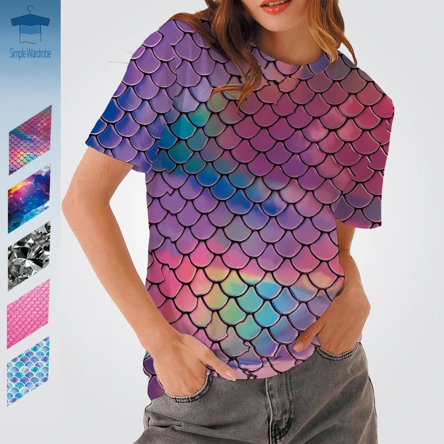 2023-Oversized-Mermaids-T-shirt-Diamond-Air-Bubble-Film-3D-Printes ...