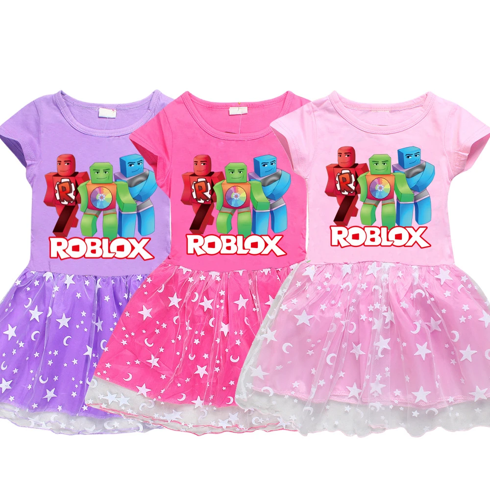 Robloxing Princess Dress Summer Girls Rainbow Stars Birthday Wedding ...