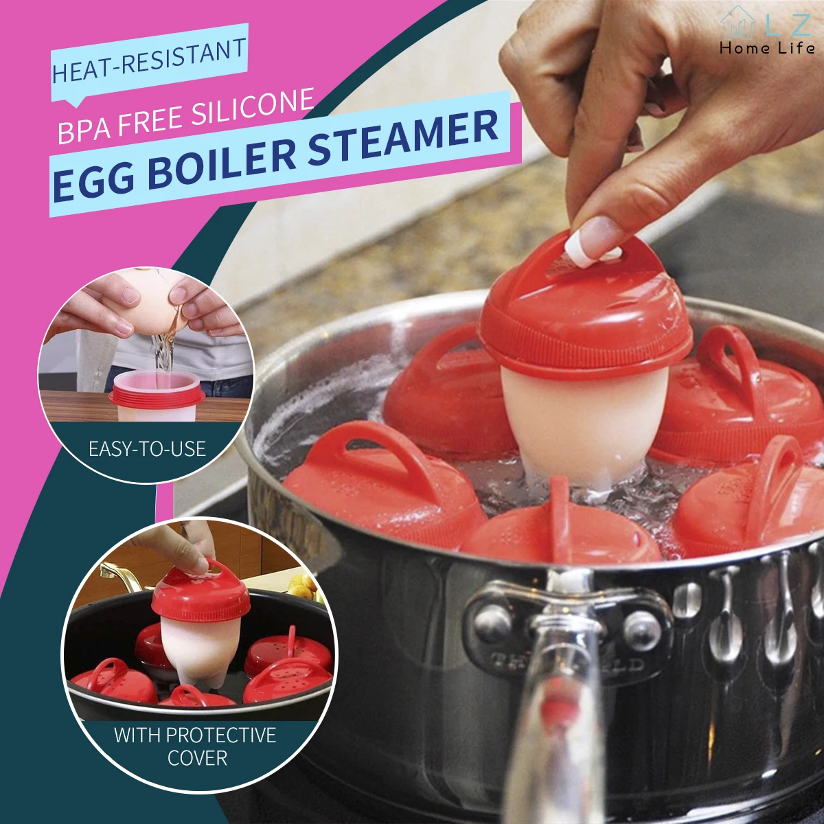 3-6pcs-Non-stick-Silicone-Egg-Boiler-Steamer-Silicone-Egg-Cook-Cups ...