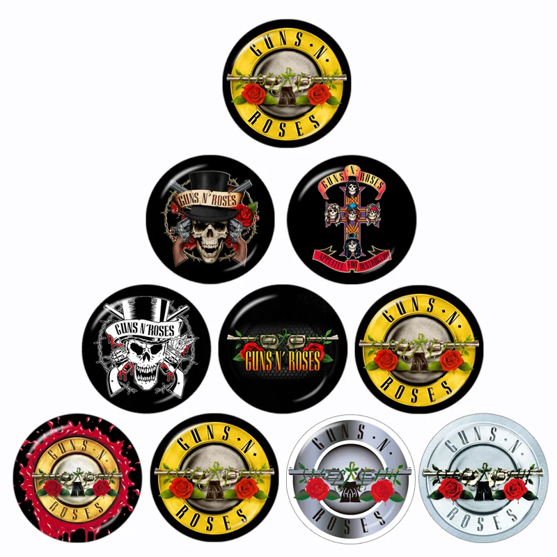 Latest-Guns-N-Roses-Rock-Band-Pattern-10pcs-12mm-16mm-18mm-20mm-25mm ...