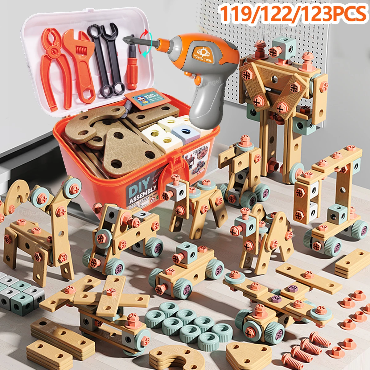 Kids Tool Set DIY Nut Assembly Toy Kit STEM Building Tools Montessori ...