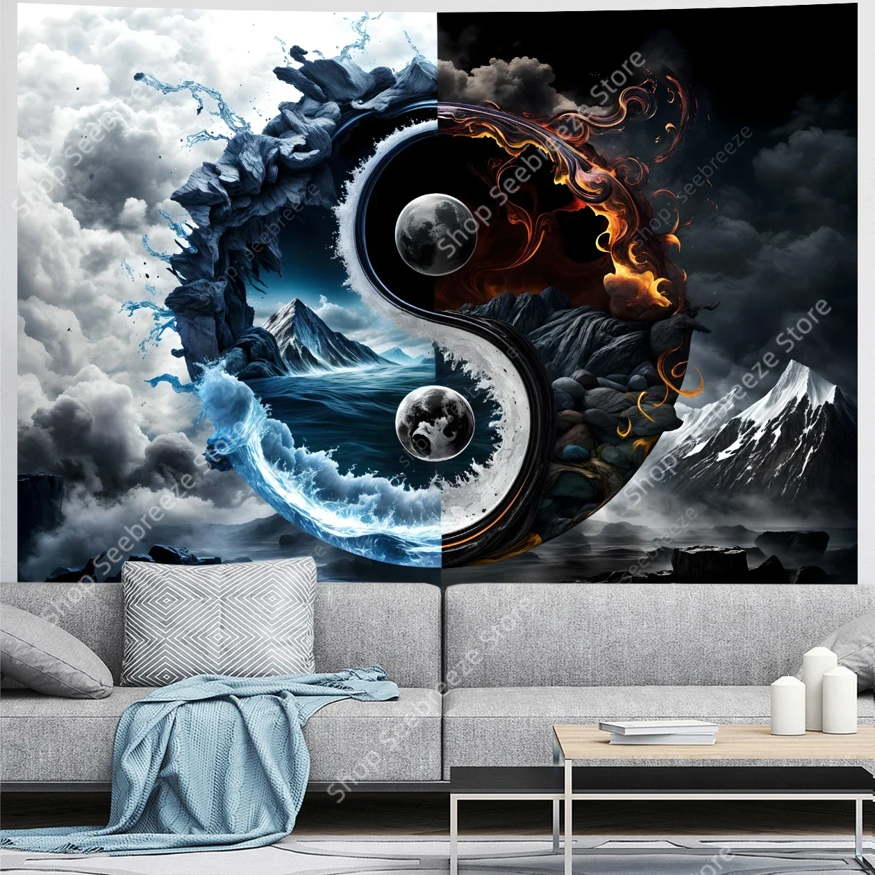 Tai Chi Yin Yang Tapestry Five Elements Popular Party Photography ...