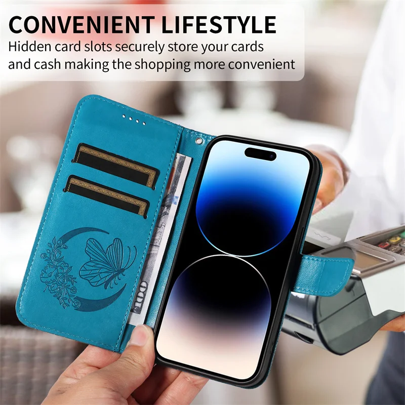 Fashion Butterfly Leather Phone Case with Card Slot - Soft Protective ...