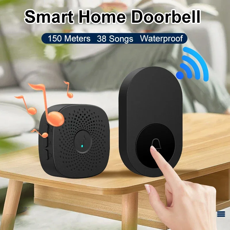 USB Wireless Doorbell Smart Welcome Door Bell Three-speed volume 38 ...