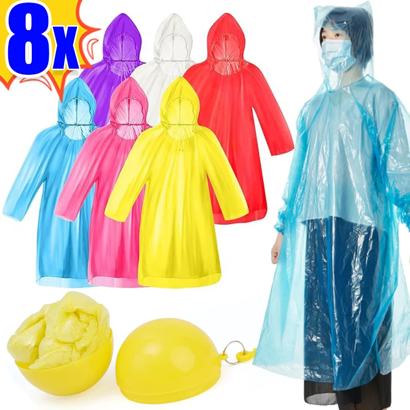 1-8PCS-Portable-Mini-Raincoats-Ball-Colorful-Waterproof-Thicked ...